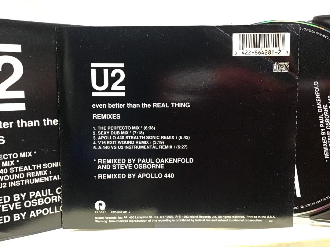 CD SINGLE U2 - Even Better Than the Real Thing OOP ORIGINAL PRESS Anubis 90snRock, Hobbies ...