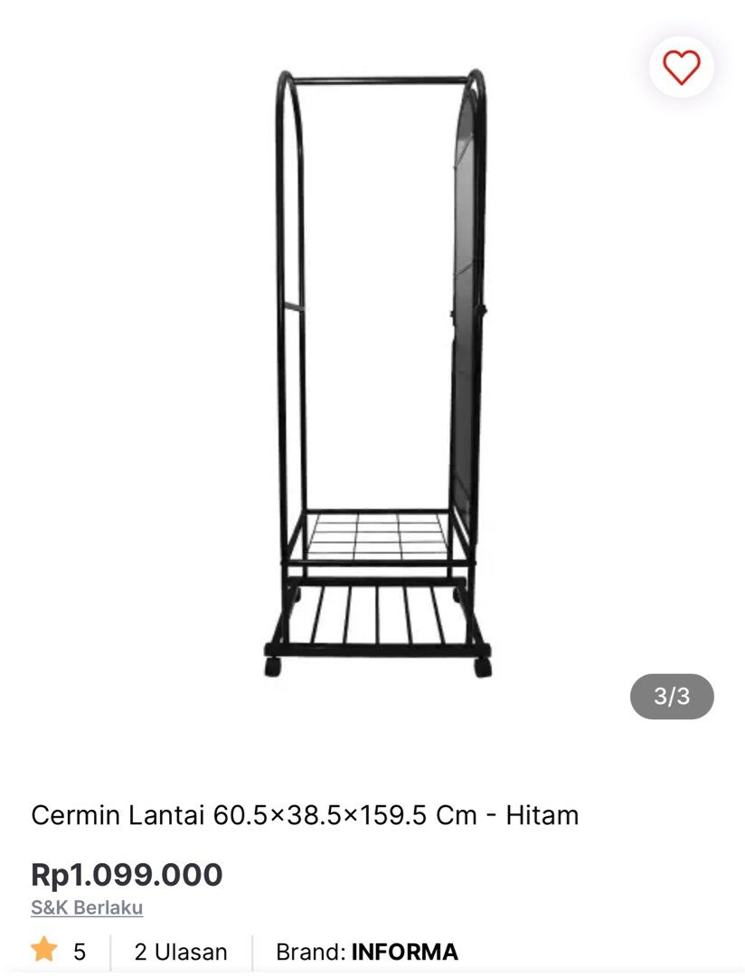 Cermin Lantai Informa Standing Hanger Studio, Perabotan Rumah di Carousell