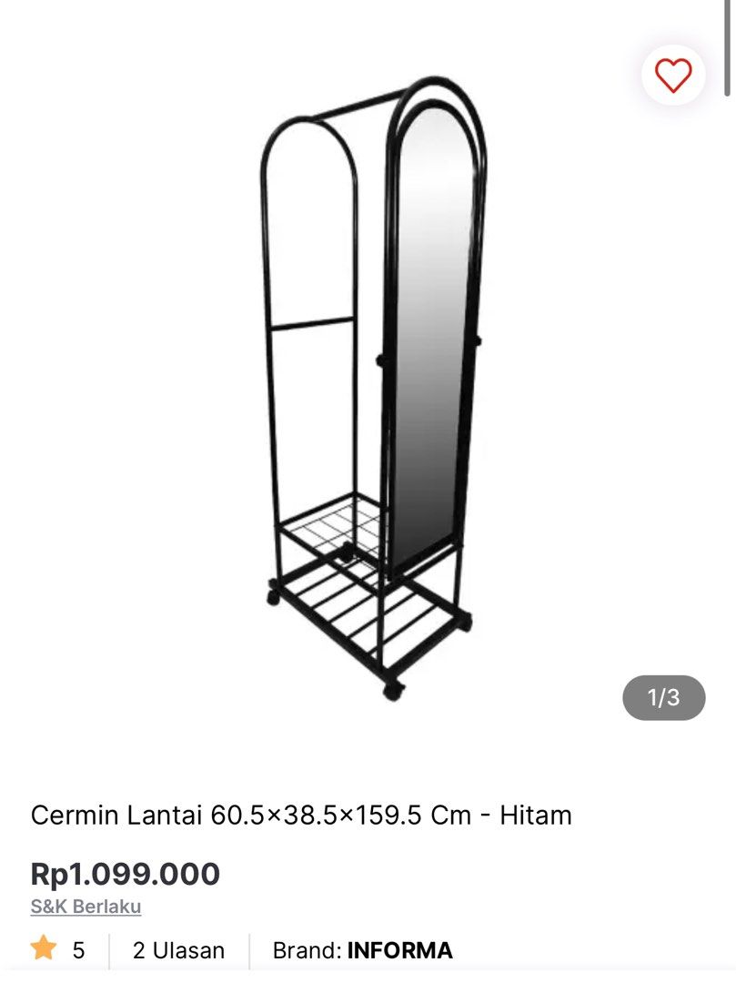 Cermin Lantai Informa Standing Hanger Studio, Perabotan Rumah di Carousell