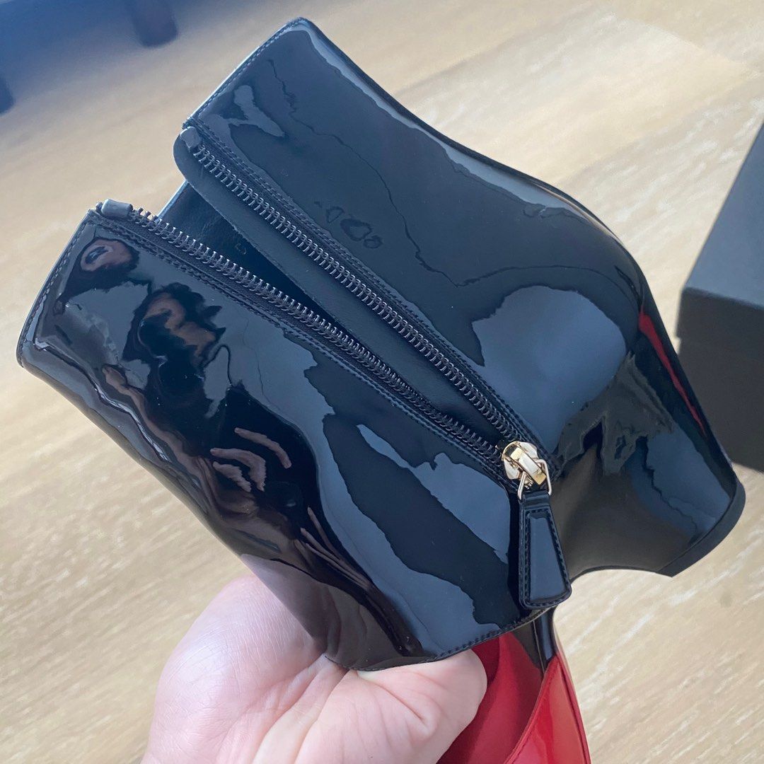Chanel Red & Black Patent Boots Heels, Luxury, Sneakers & Footwear on ...