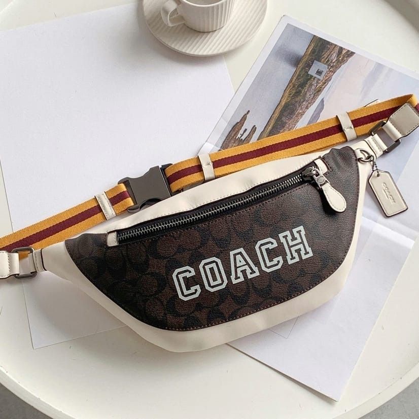 Coach Warren Belt Bag In Signature Canvas With Varsity Motif (Men ...