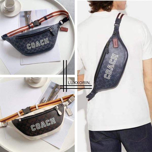 Coach Warren Belt Bag In Signature Canvas With Varsity Motif (Men ...