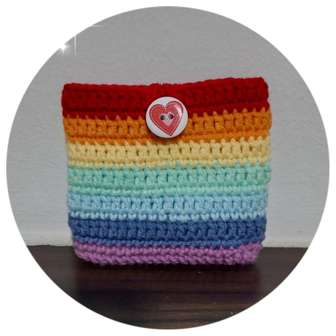 Crochet rainbow pouch, Hobbies & Toys, Stationery & Craft, Handmade ...