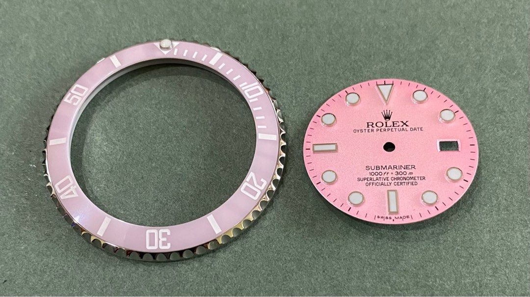 Custom Rolex Submariner Pink conversion kit (ceramic bezel set and dial ...