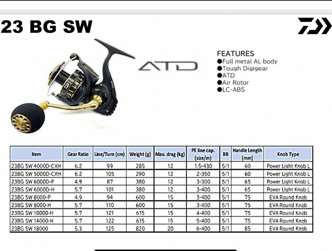 Daiwa Reel 23 BG SW, Sports Equipment, Fishing on Carousell