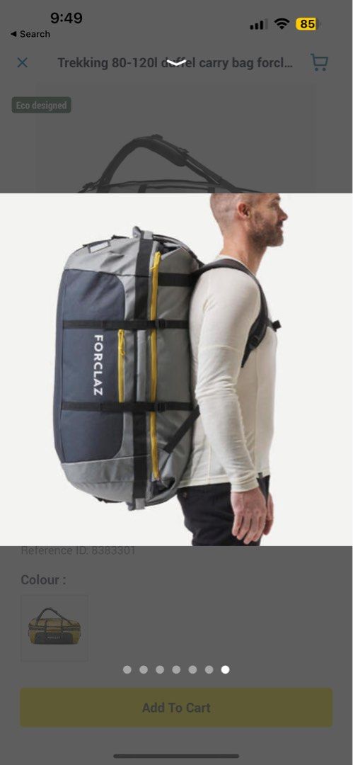 Decathlon Trekking 80-120l duffel bag carry forclaz extend - grey from ...