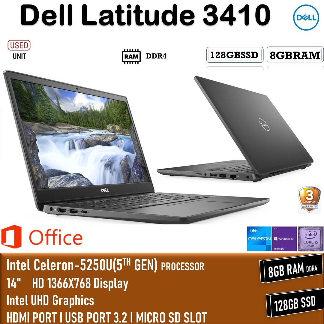 Dell Latitude 3410 Intel Celeron 5205U Intel UHD Graphics RAM DDR4 NVME ...