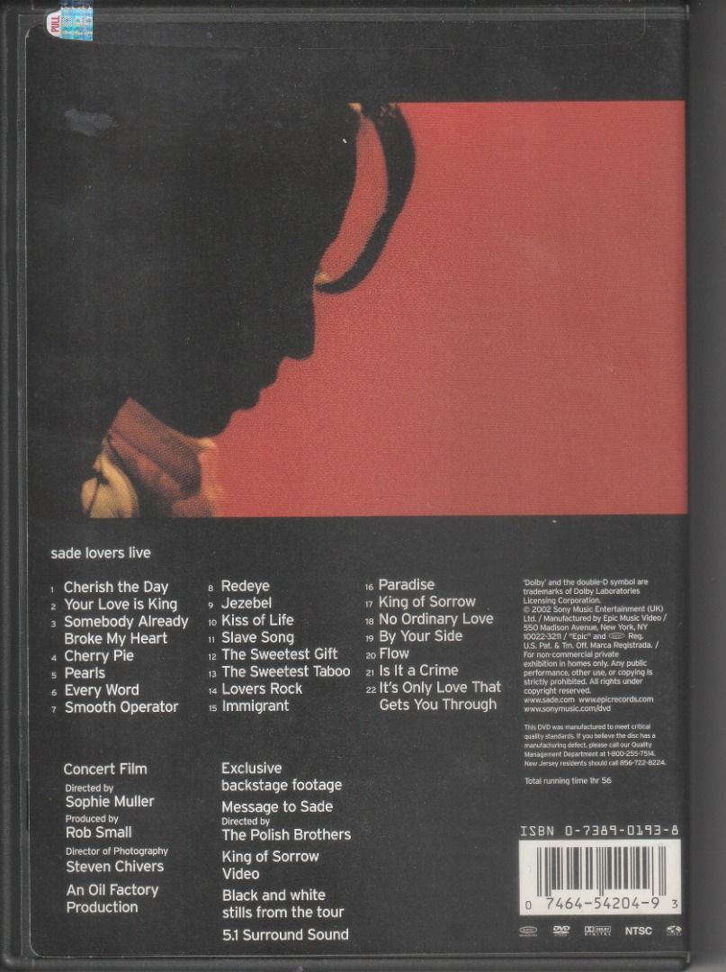 DVD: SADE - Lovers Live, Hobbies & Toys, Music & Media, CDs & DVDs on ...