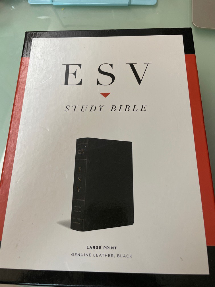 ESV Study Bible Large Print Genuine Leather Black Thumb Index, Hobbies ...