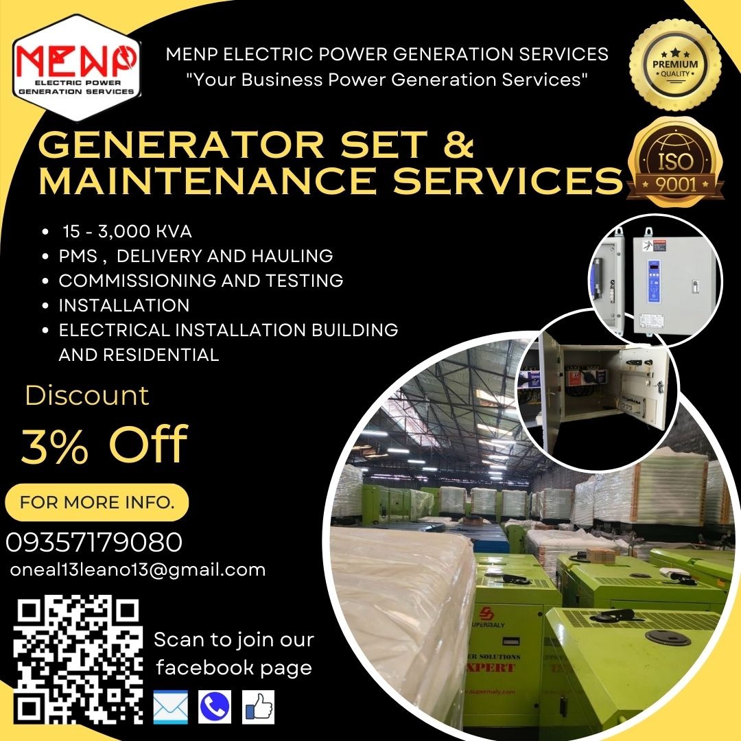 GENERATOR SET & MAINTENANCE SERVICES WE HAVE ALSO NEWLY FABRICATED ATS ...