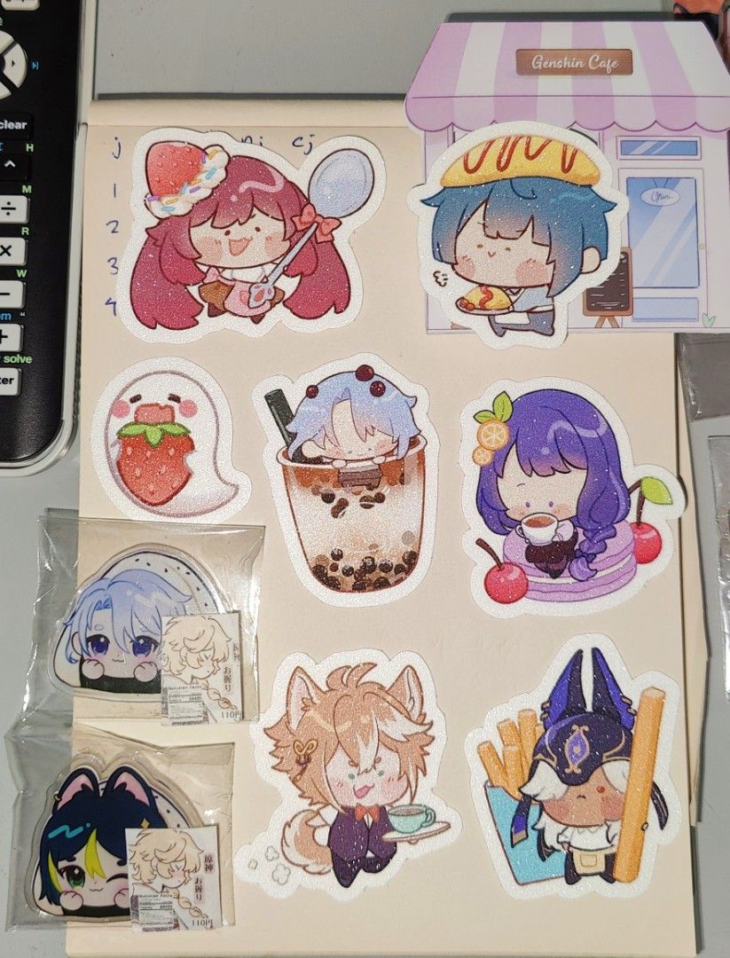 genshin stickers, badges (ayato, thoma, tighnari, raiden ei, gorou ...