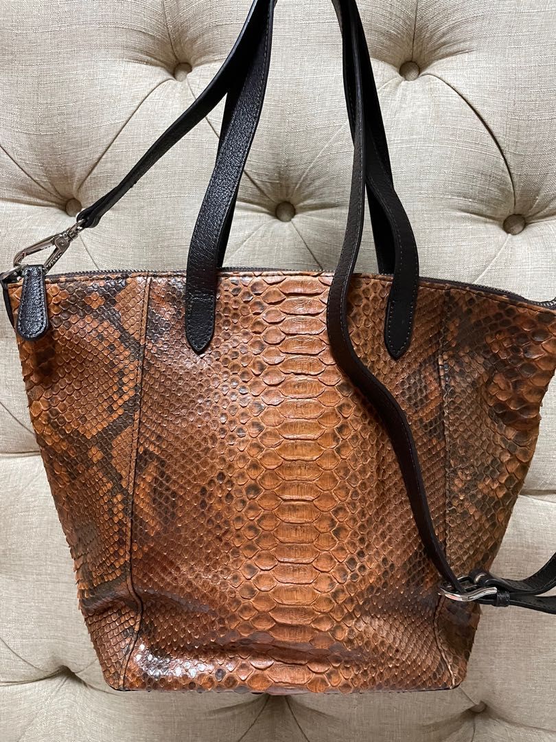Genuine python skin bag in rust orange on Carousell