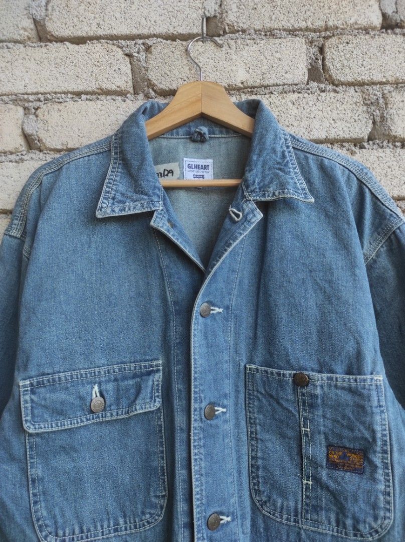 gl heart scovil vintage vtg japan denim jeans 4 pocket chore jacket ...