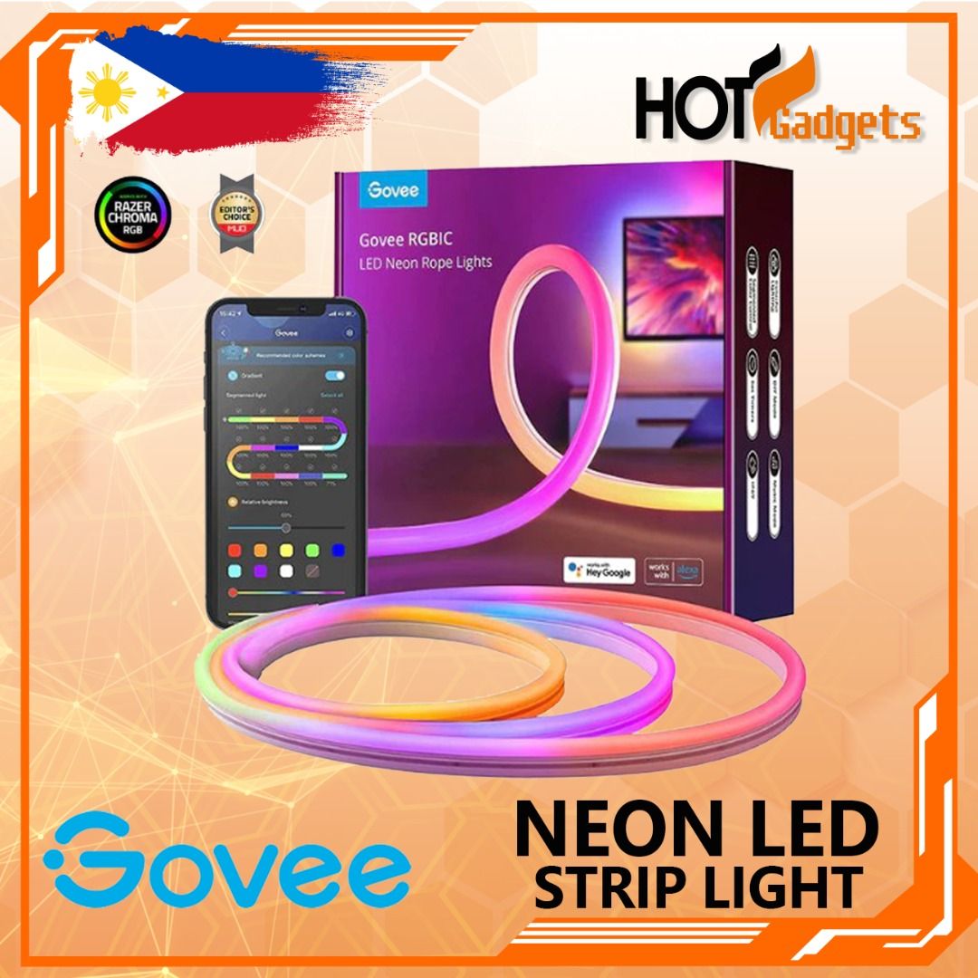 Govee RGBIC LED Neon Rope Lights 3M, Furniture & Home Living, Lighting ...