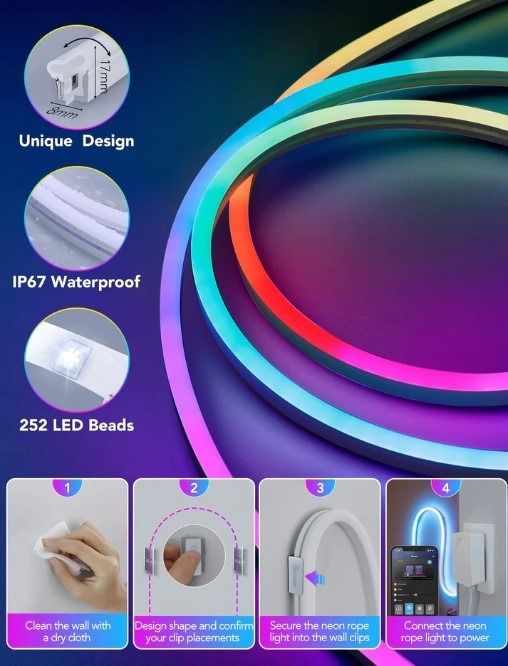 Govee RGBIC LED Neon Rope Lights 3M, Furniture & Home Living, Lighting ...