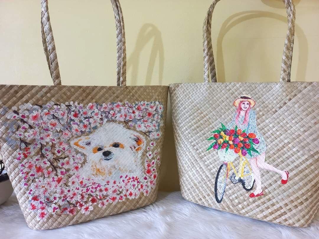 Hand-painted pandan bags, Women's Fashion, Bags & Wallets, Shoulder ...