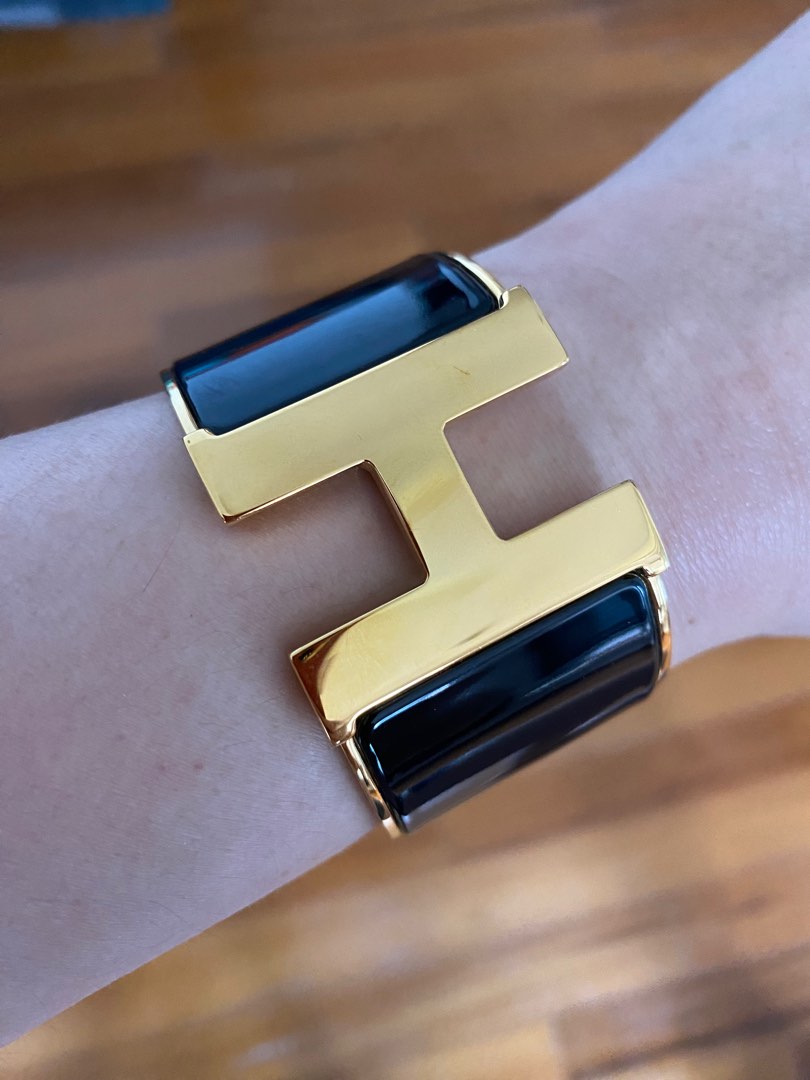 Hermes GHW Noir Extra Wide Clic Clac, Women's Fashion, Watches ...