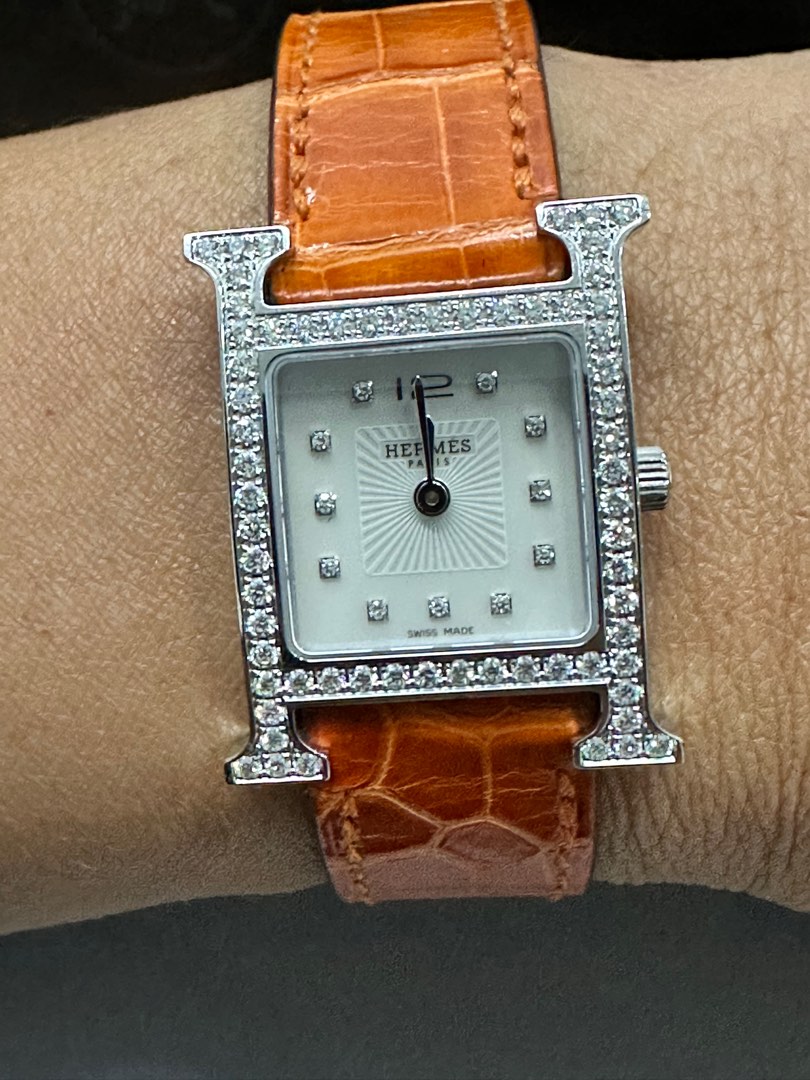 HERMES HEURE lady watch with natural diamonds, Luxury, Watches on Carousell