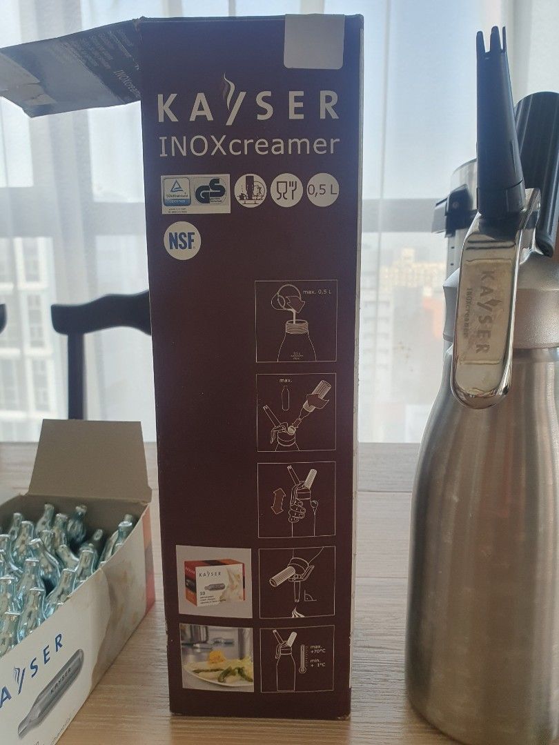 Kayser INOX creamer whipper Stainless Steel with 40 chargers, TV & Home ...
