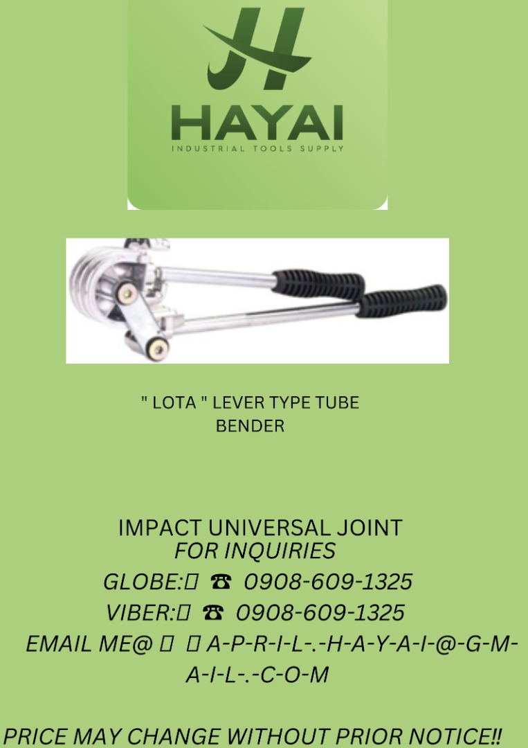 LOTA LEVER TYPE TUBE BENDER, Commercial & Industrial, Construction ...