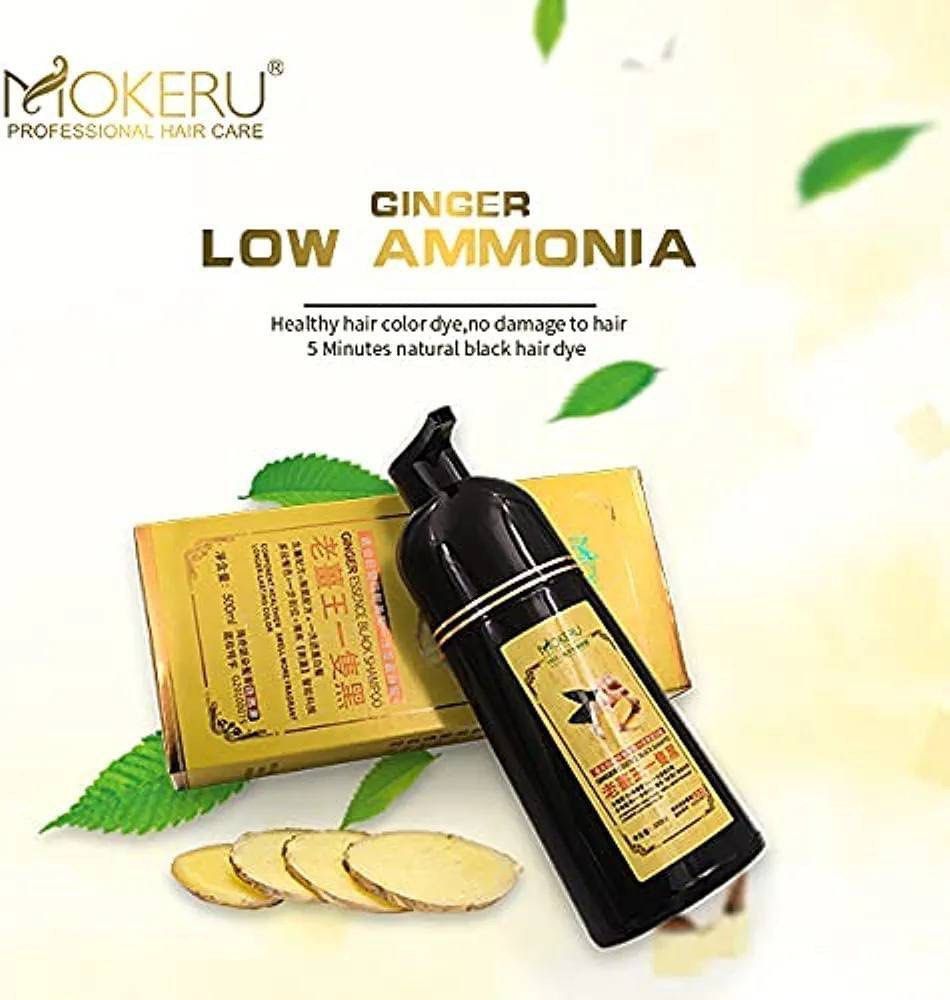 MOKERU Ginger Black Hair Shampoo 500ml Magic 5 minutes natural black ...