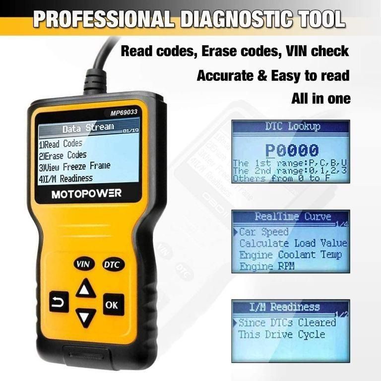MOTOPOWER MP69033 Car OBD2 Scanner Code Reader Engine Fault Code Reader ...