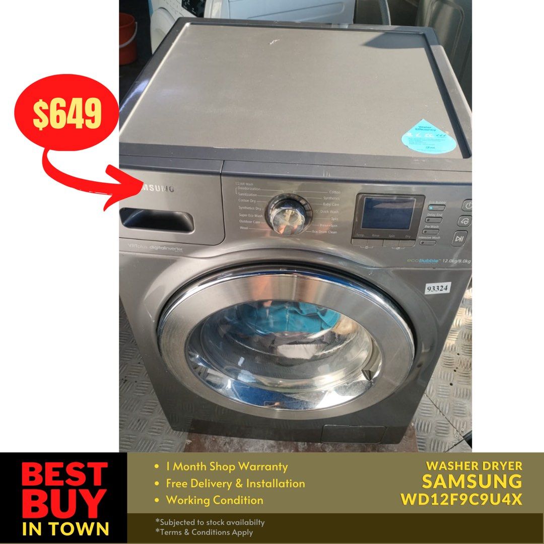 MUST BUY! SAMSUNG 12/8KG Clothes Washer with Dryer WD12F9C9U4X (93324 ...