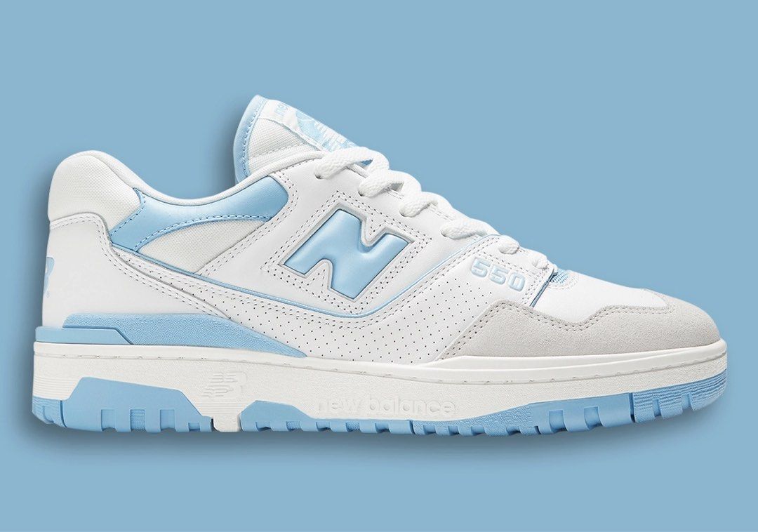 New Balance 550 white baby blue / White Haze Blue, Men's Fashion ...