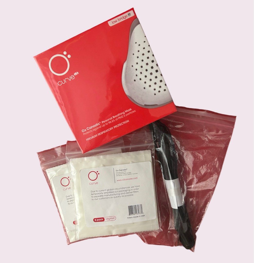 O2 Curve Mask Low Bridge Fit, Health & Nutrition, Face Masks & Face ...