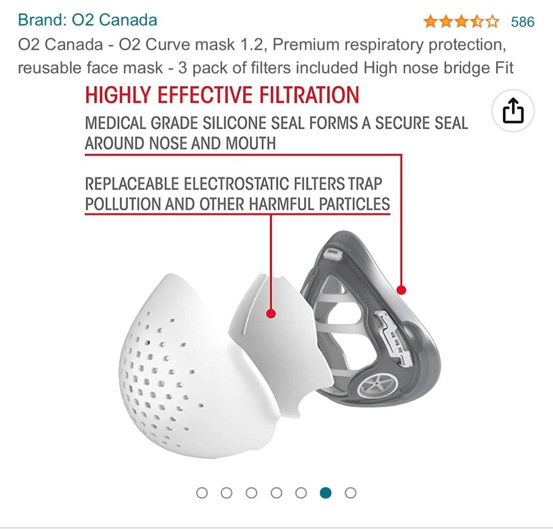 O2 Curve Mask Low Bridge Fit, Health & Nutrition, Face Masks & Face Shields on Carousell