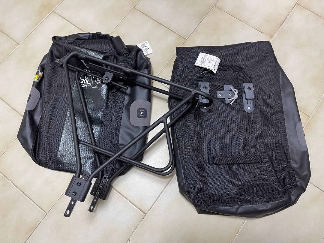 Pannier Rack and Bags - Waterproof and Lightweight (Decathlon, B-Twin ...