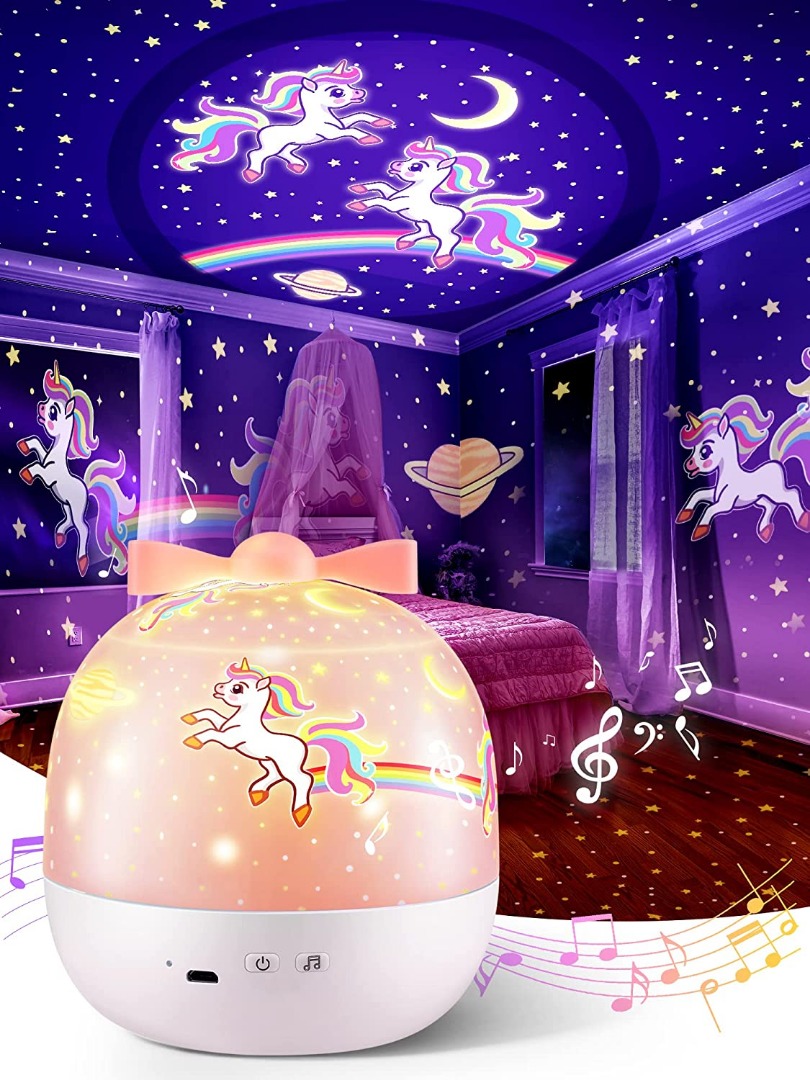 PIKOY Night Light for Kids 6 Films 72 Light Modes Unicorn Night Light Projector for Kids Room Sound Machine Baby Night Light 360 Rotation Kids Night Lights for Bedroom Kawaii Unicorn Gifts for Girls B...