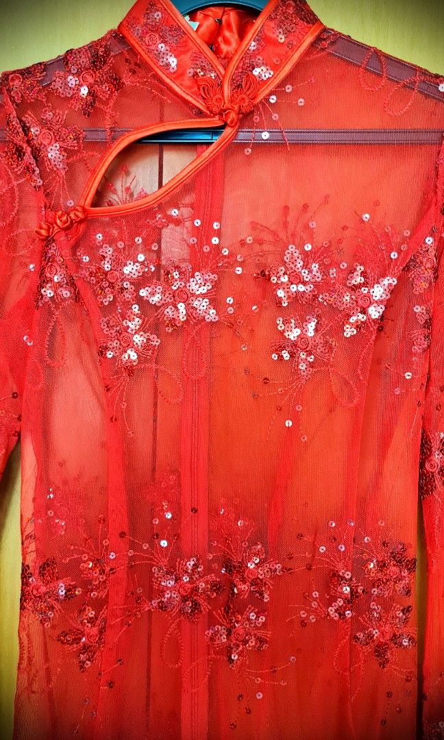 PreLoved SY Boutique Hot Red Baju Raya/Chinese New Year Pantsuit with a ...