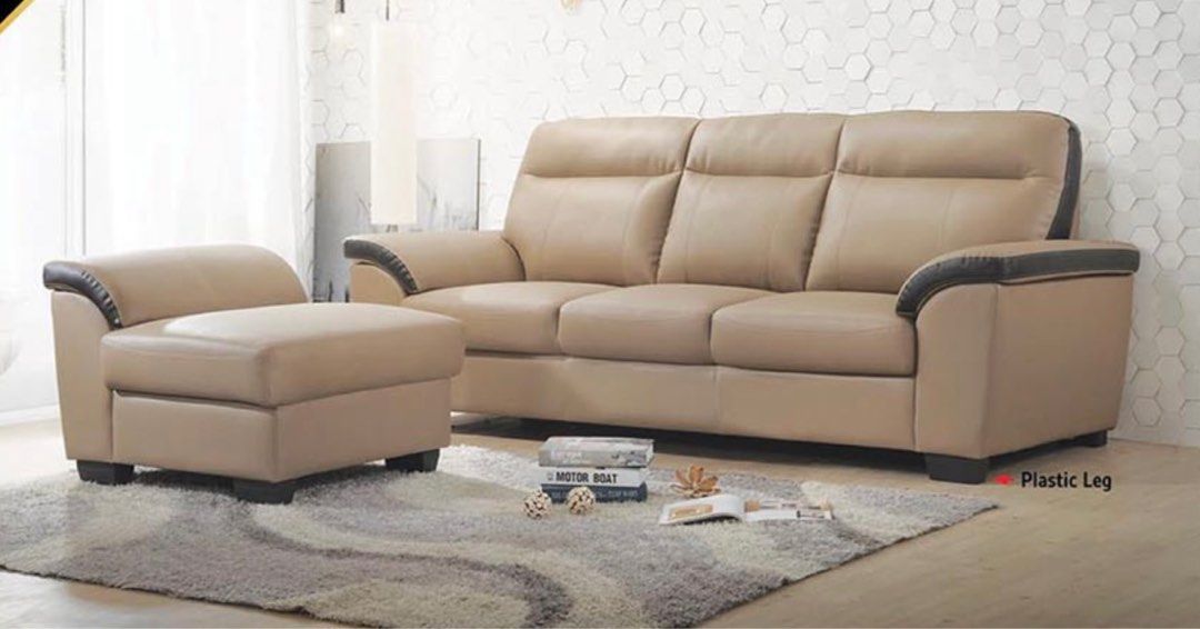 Pu Leather Sofa Set 3+2 seater L Shape Sofa, Furniture & Home Living ...