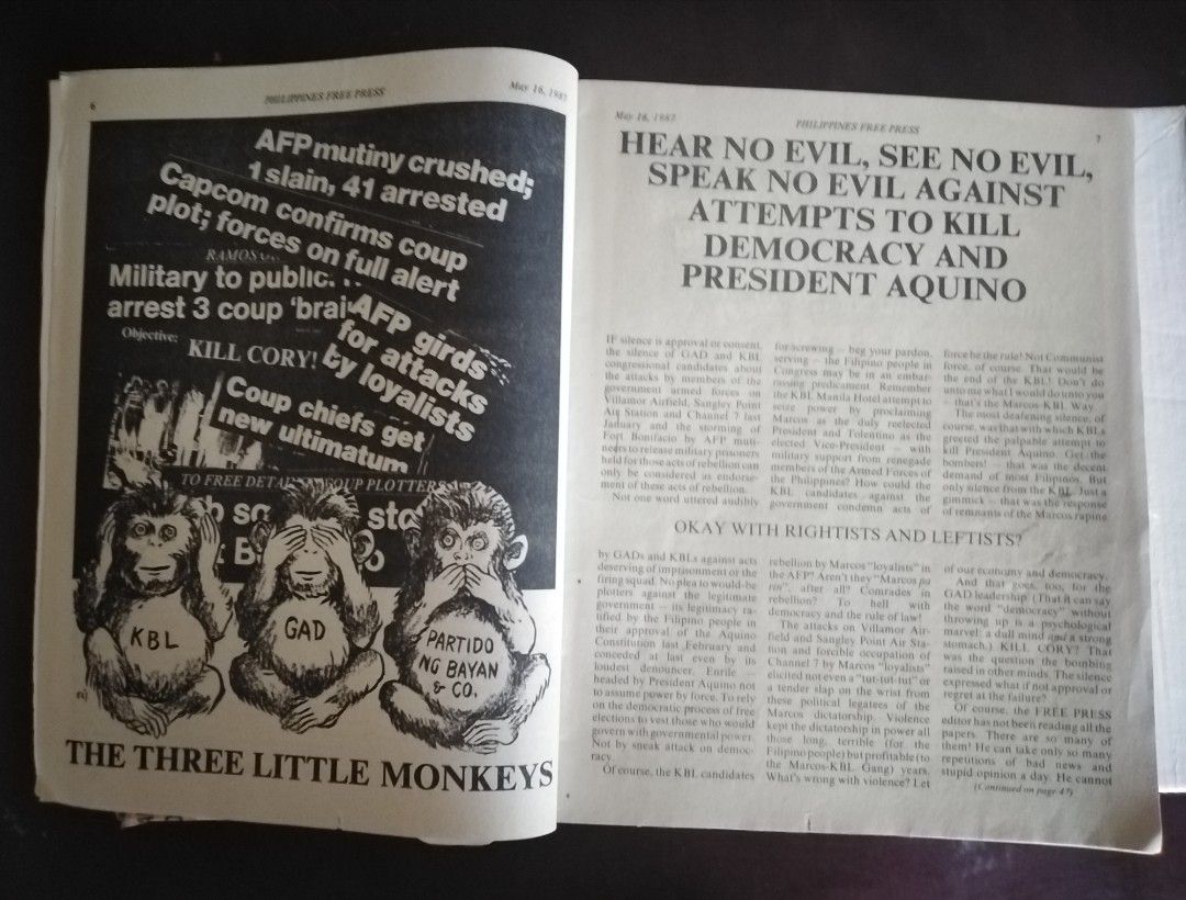 (RARE) Time Magazine Marcos vs. Aquino + Philippines Free Press Marcos ...