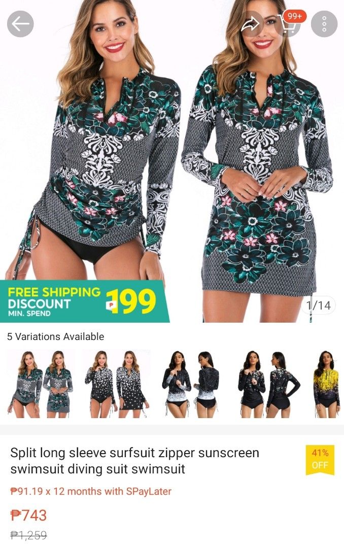 Rash guard dress-like Large, Women's Fashion, Swimwear, Rash guard on ...