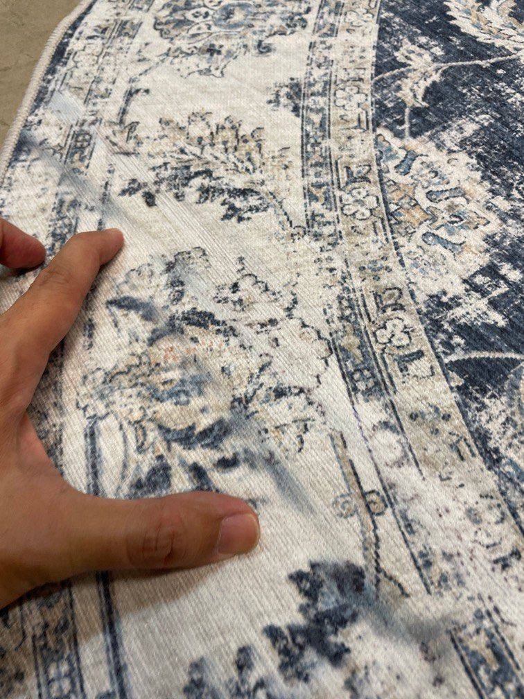 Slight defect - smudge print 153 cm blue rustic carpet, Furniture ...