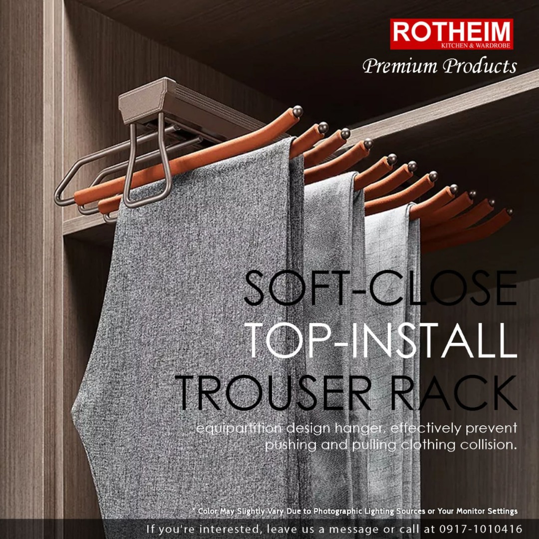 SOFT-CLOSE TOP-INSTALL TROUSER RACK, Furniture & Home Living, Home ...