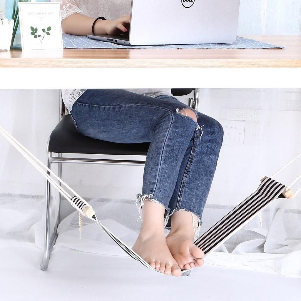 STOCK READY Portable Office Ergonomic Foot Rest Hanging Hammock Stand ...