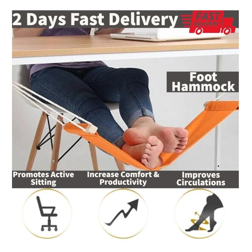 STOCK READY Portable Office Ergonomic Foot Rest Hanging Hammock Stand ...