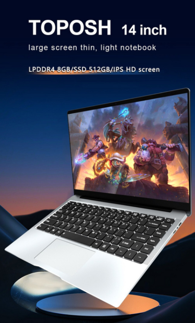 TOPOSH 14 INCH LAPTOP IPS INETL CELERON J4105 8GM RAM 1TB SSD WINDOW 10 ...