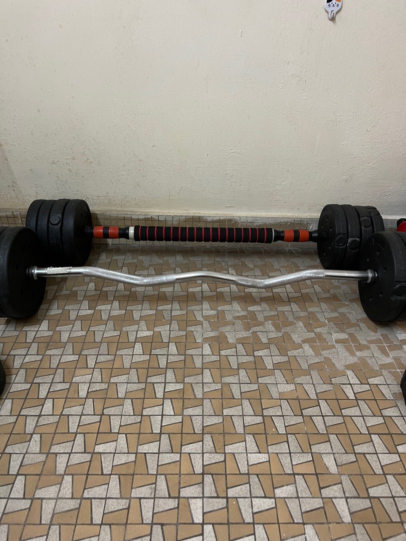 twist bar 1.2m with plates, Sports Equipment, Exercise & Fitness ...