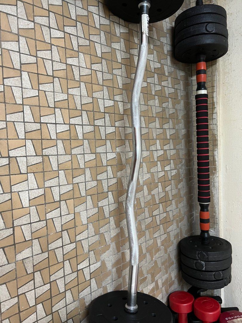 twist bar 1.2m with plates, Sports Equipment, Exercise & Fitness ...