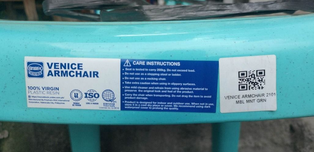 URATEX MONOBLOCK CHAIR WITH ARMREST - To Paranaque, Furniture & Home ...