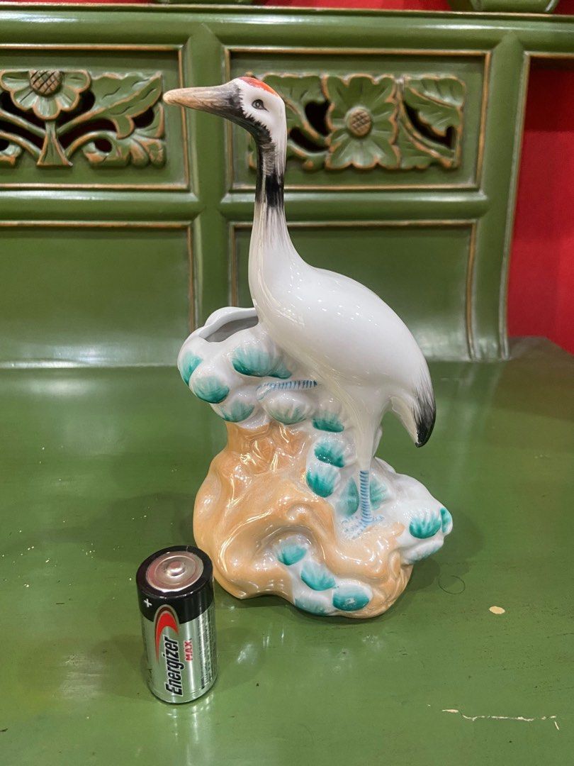 Vintage porcelain crane pot ornament, Hobbies & Toys, Memorabilia ...