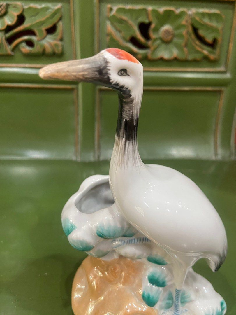Vintage porcelain crane pot ornament, Hobbies & Toys, Memorabilia ...