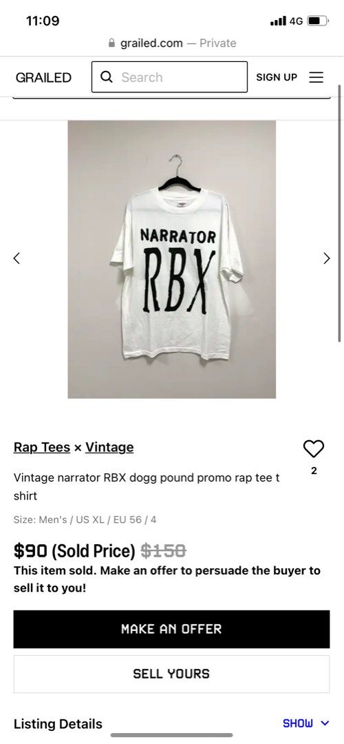 Vintage Rap Tee Underground Rapper RBX Double Sided Rare Tee 90s, Men's ...