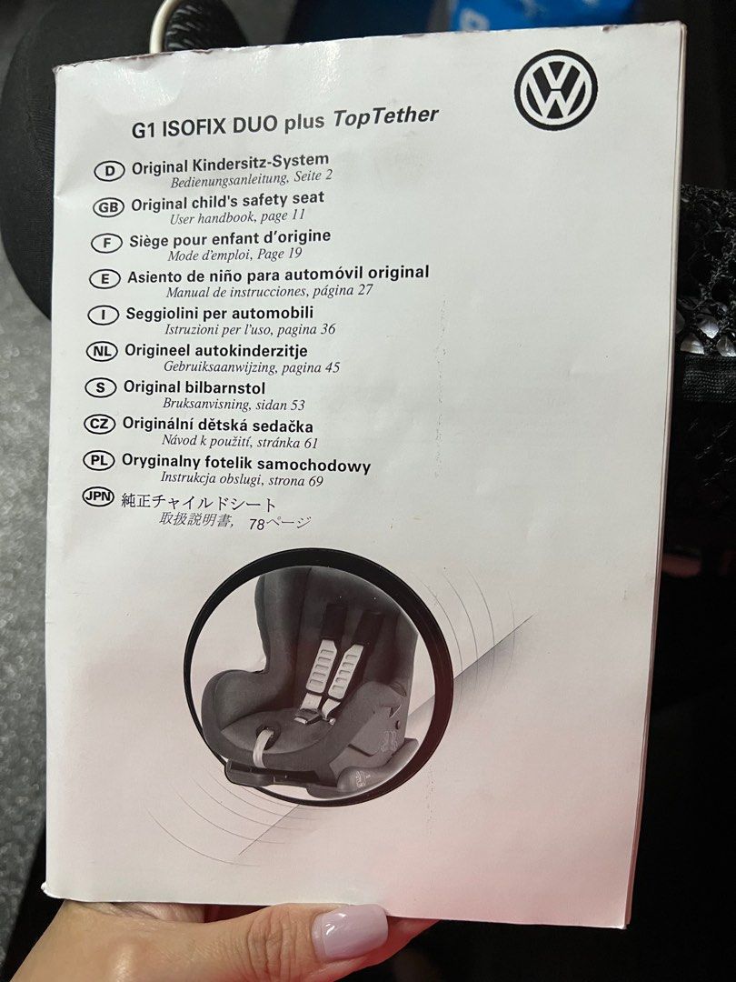Volkswagen ISOFIX G1 DUO Plus Top Tether, Babies & Kids, Going Out, Car ...