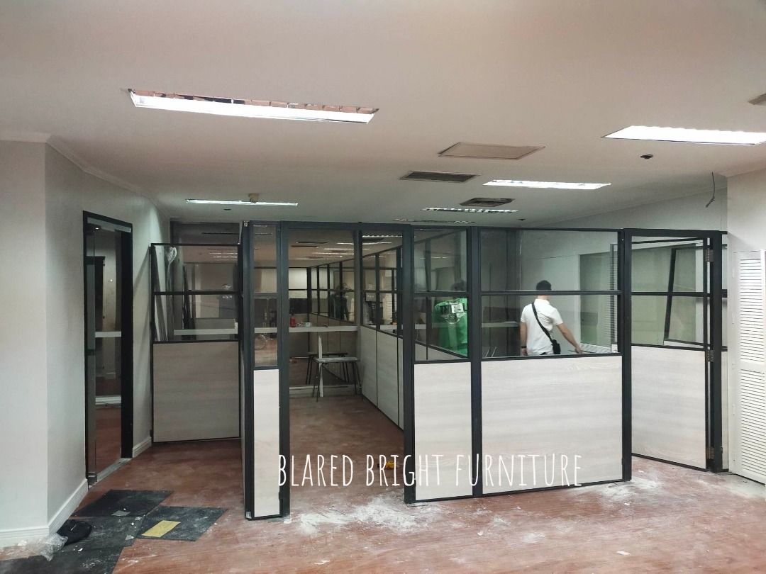 Wall Divider - Office Partition - Modular glass laminated . furniture ...