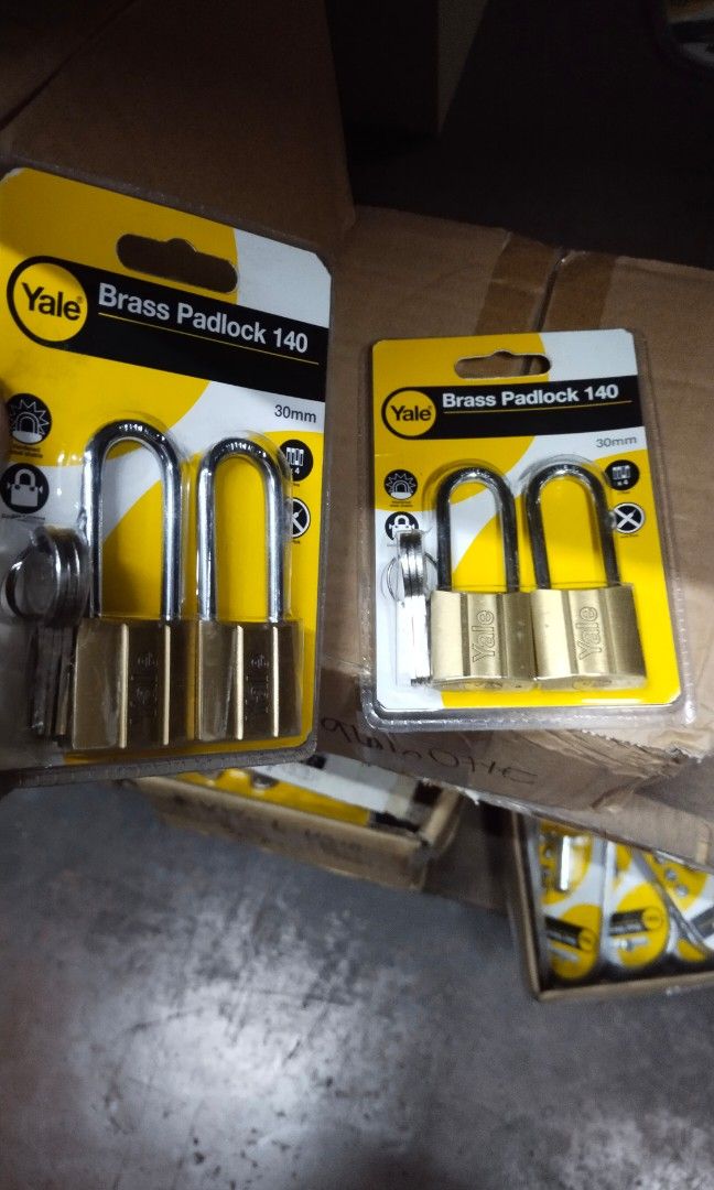 Yale padlock heavy duty brass padlock long shackle keyed alike padlock ...